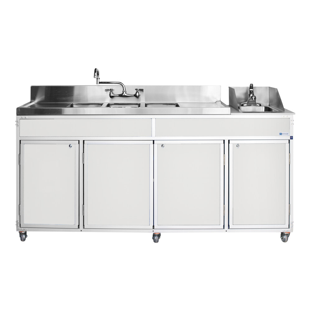Monsam NS-004DB-WHITE White Four Basin Portable Self-Contained Sink ...
