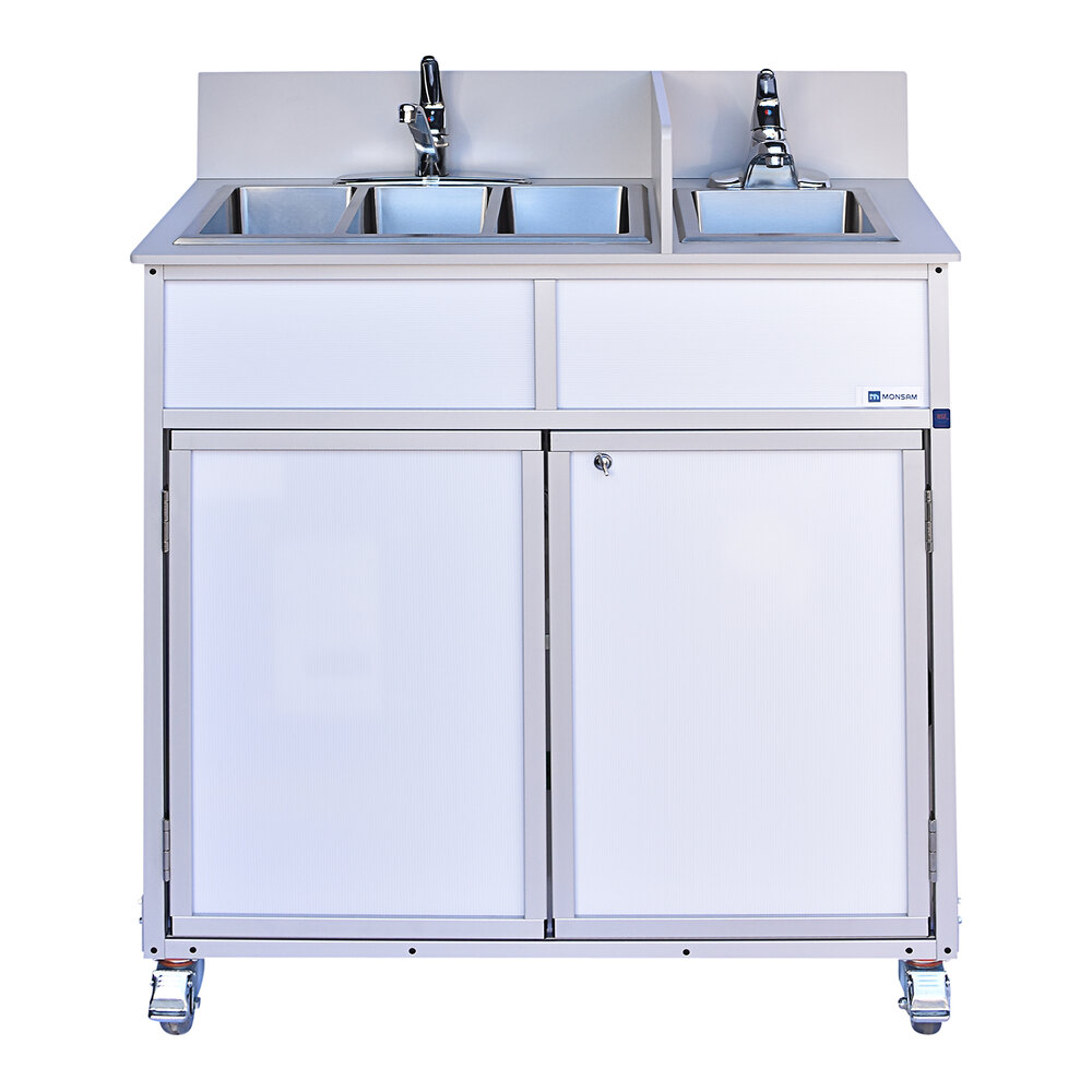 Monsam NS-004-WHITE White Four Basin Portable Self-Contained Sink