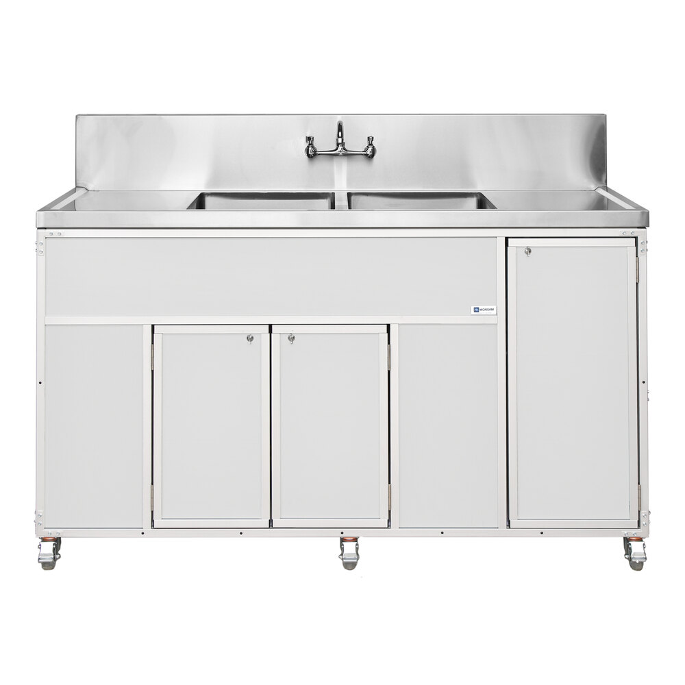 Monsam PSE-2002LA-WHITE White Double Deep Basin Portable Commercial ...