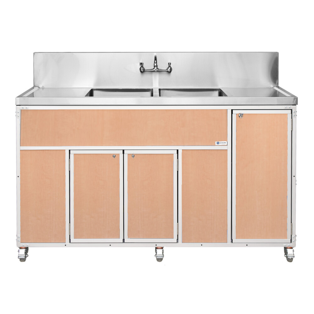 Monsam PSE-2002LA-MAPLE Maple Double Deep Basin Portable Commercial ...