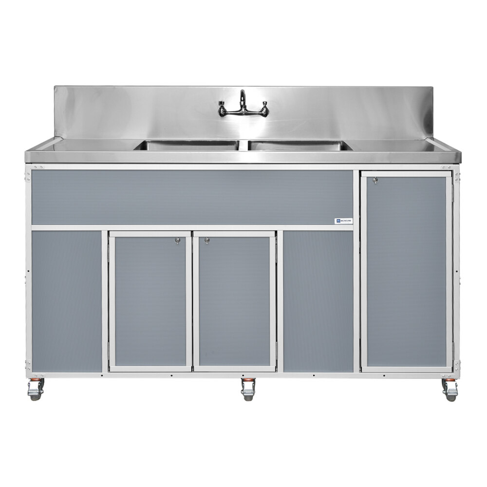 Monsam PSE-2002LA-GRAY Gray Double Deep Basin Portable Commercial Sink ...