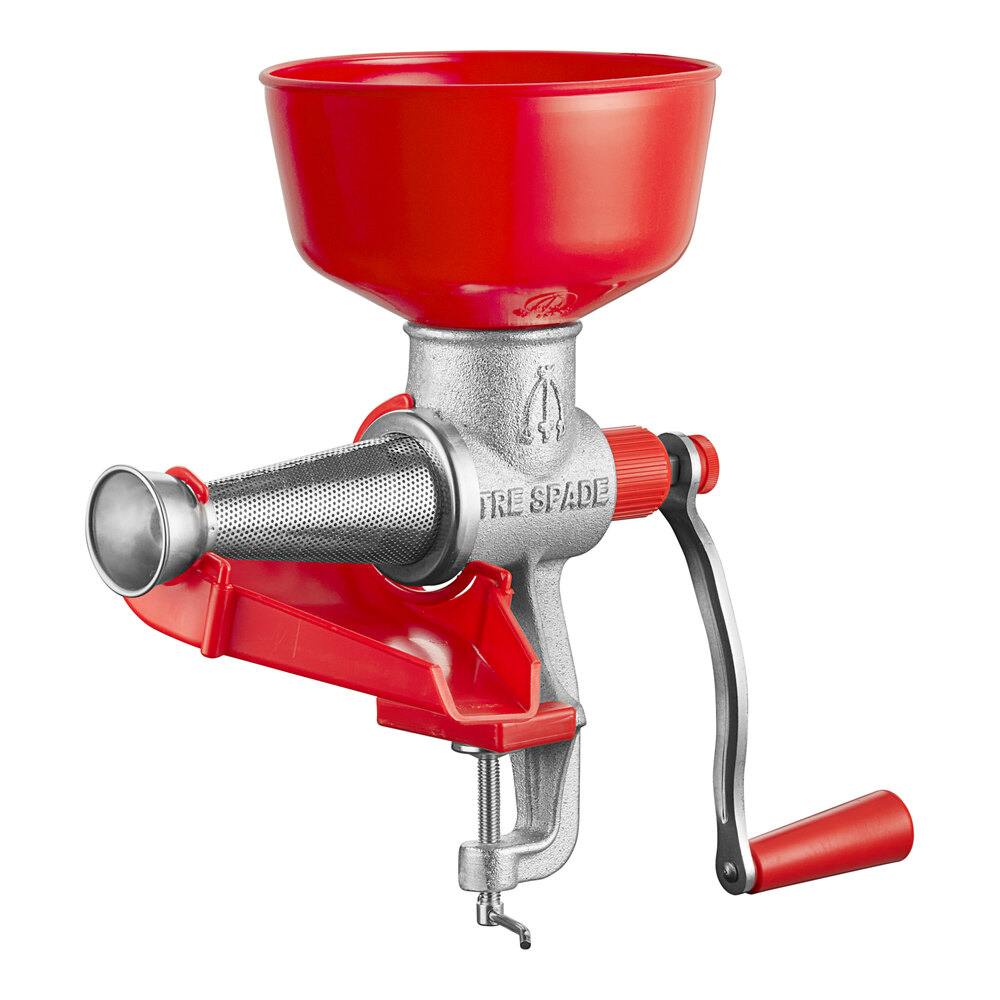 Tre Spade Red Stainless Steel Manual Tomato Squeezer with Plastic Bowl ...