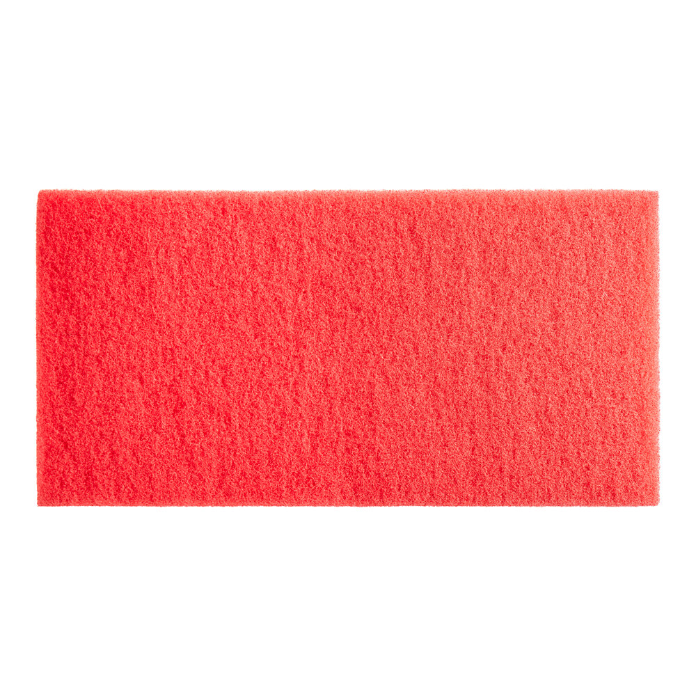 Lavex 14" x 28" Red Buffing Floor Machine Pad - 5/Case