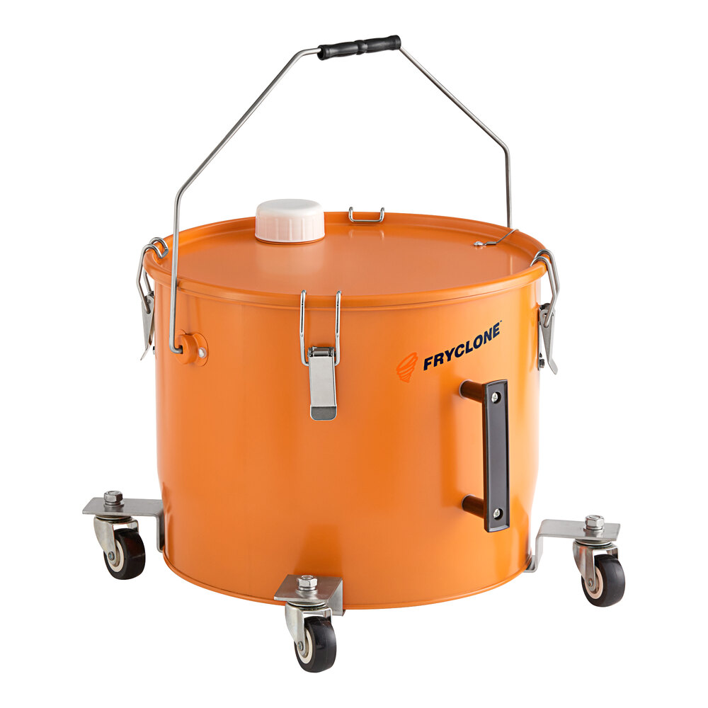Fryclone Smart Pail 7 Gallon Orange Utility Oil Pail with Mobile Base