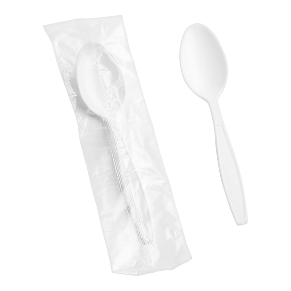 Choice Wrapped Plastic White Spoon in Bulk (1,000/Case)