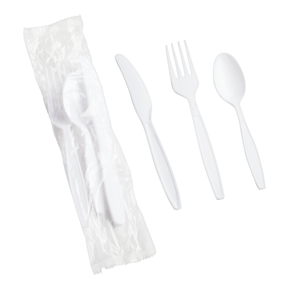 Choice White Extra Heavy Weight Wrapped Polystyrene Plastic Cutlery ...