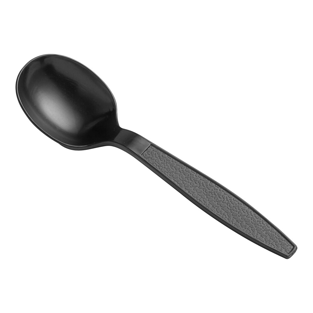 Choice Black Extra Heavy Weight Polystyrene Plastic Soup Spoon - 1,000/Case