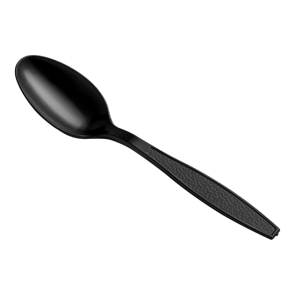 Choice Black Extra Heavy Weight Polystyrene Plastic Teaspoon - 1,000/Case
