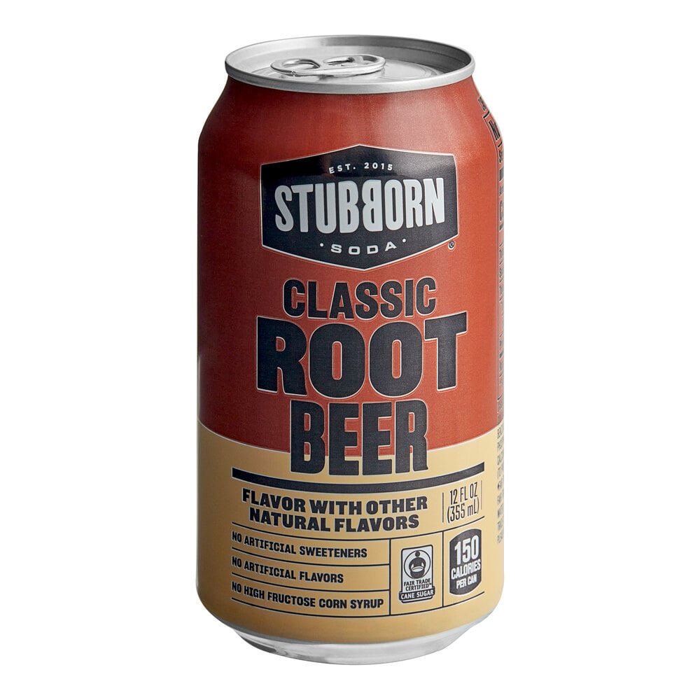 Stubborn Classic Root Beer Soda 12 fl. oz. - 18/Case