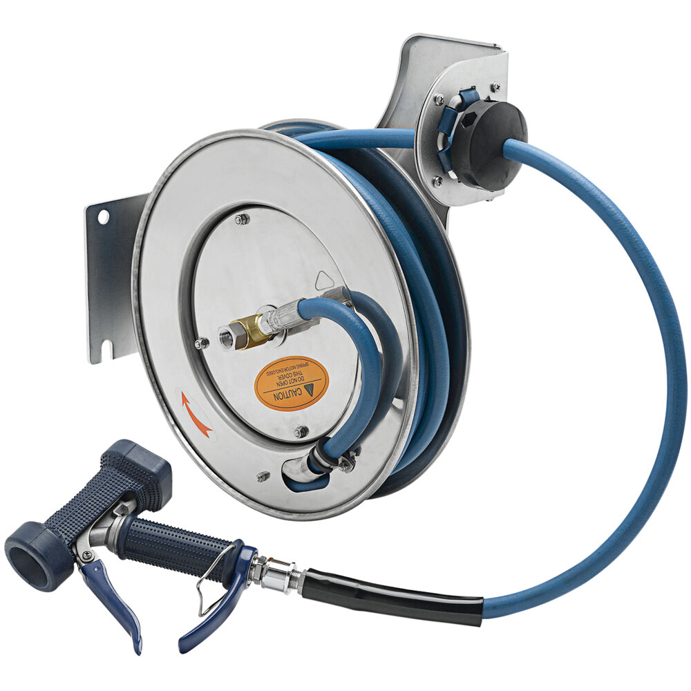 T&S B-7132-05 35' Open Stainless Steel Hose Reel with Front Trigger ...
