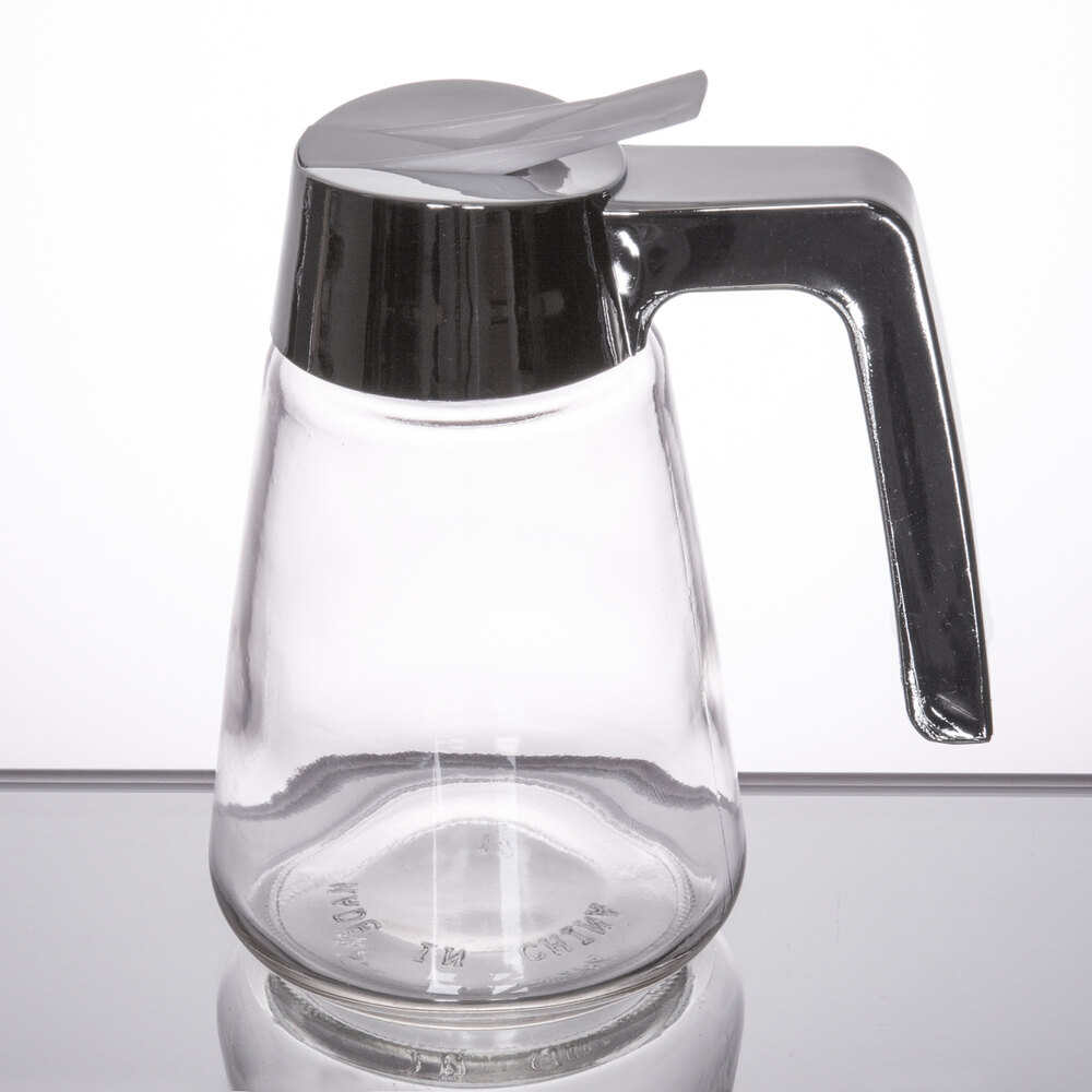 TableCraft 1271 12 oz. Modern Glass Tapered Syrup Dispenser with Chrome ...