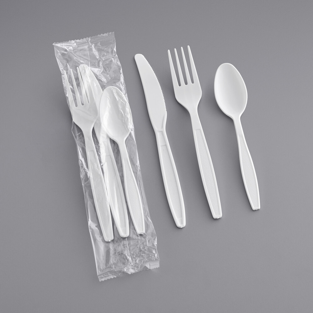 Choice White Heavy Weight Wrapped Polystyrene Plastic Cutlery Pack ...