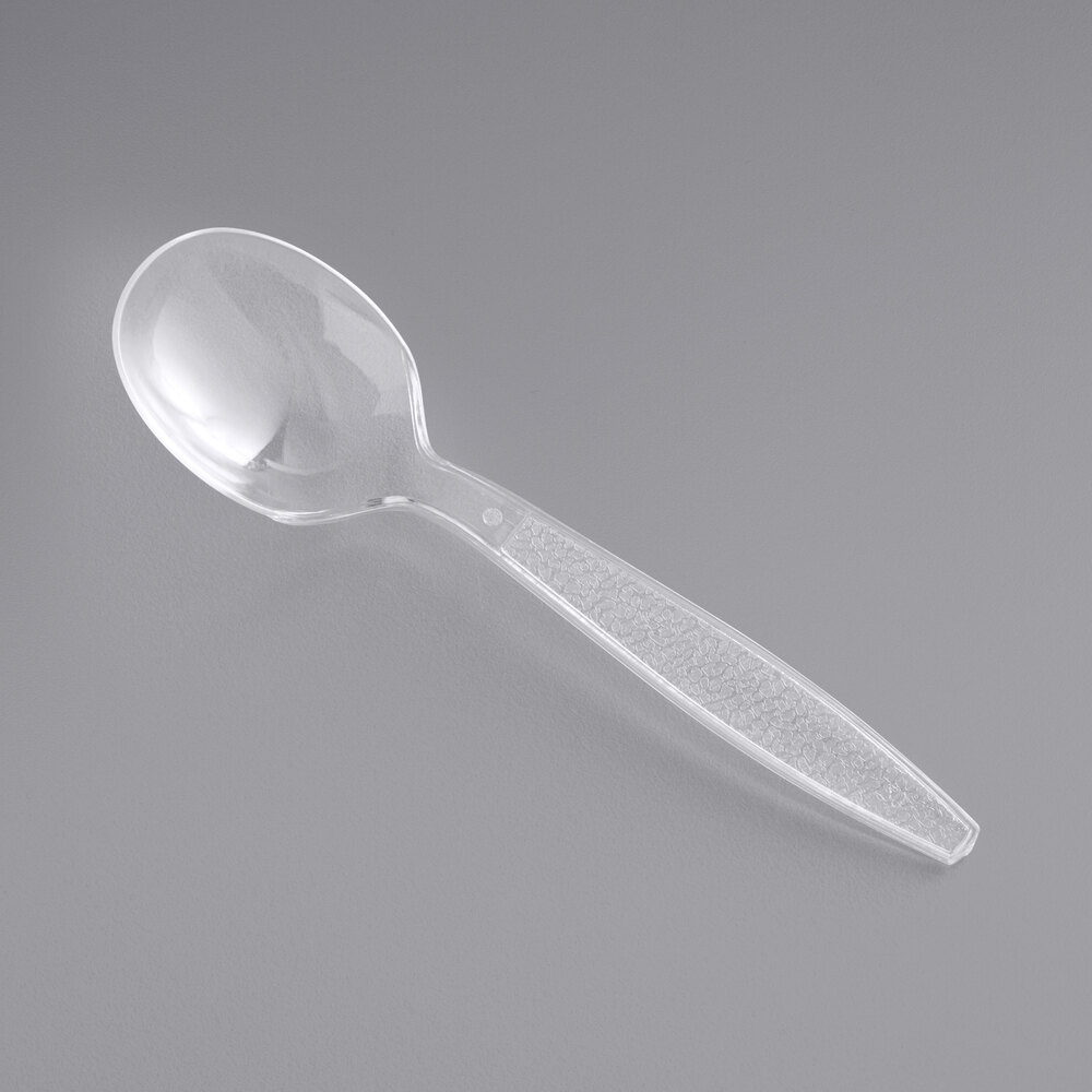 Choice Clear Heavy Weight Polystyrene Plastic Soup Spoon - 100/Pack