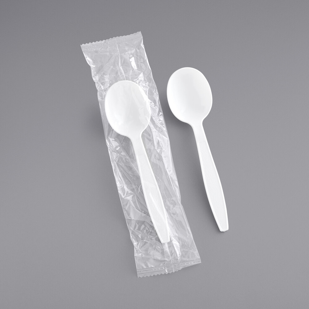 Choice White Heavy Weight Wrapped Polystyrene Plastic Soup Spoon ...