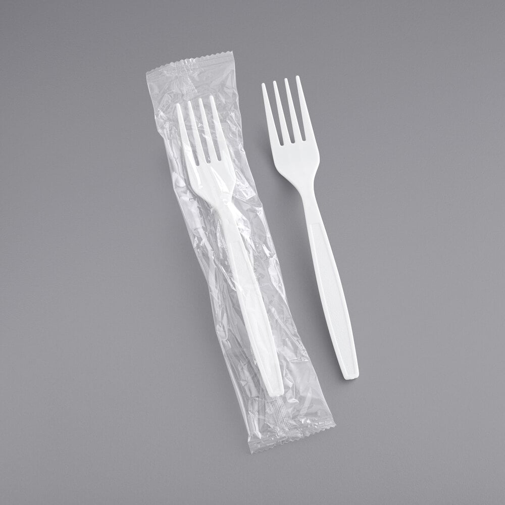 Choice White Heavy Weight Wrapped Polystyrene Plastic Fork - 1,000/Case
