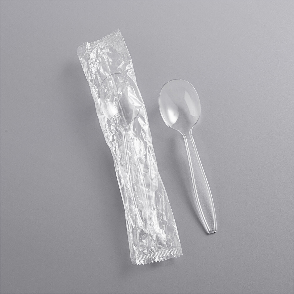 Choice Clear Heavy Weight Wrapped Polystyrene Plastic Soup Spoon ...