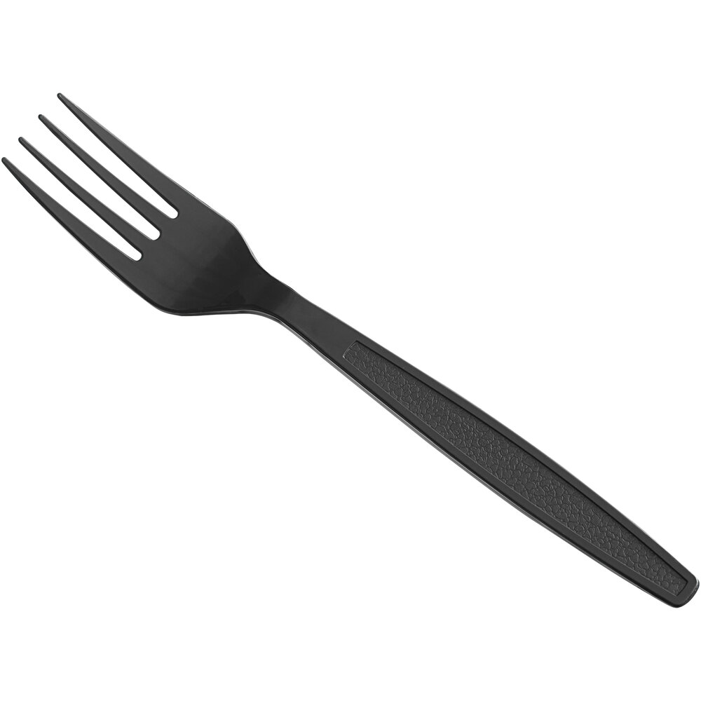 Choice Black Heavy Weight Polystyrene Plastic Fork - 100/Pack