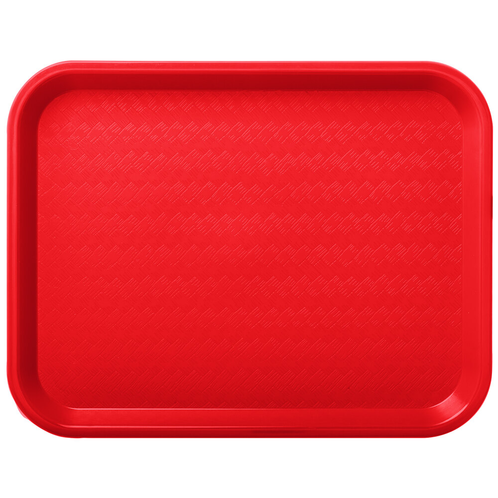 Carlisle CT101405 Cafe 10" x 14" Red Standard Plastic Fast Food Tray