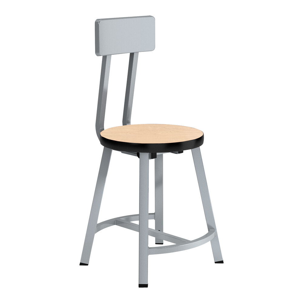National Public Seating Titan 18" Gray Steel / MDF Lab Stool with ...