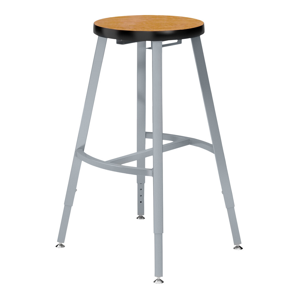 National Public Seating Titan 24" Gray Steel / MDF Lab Stool with ...