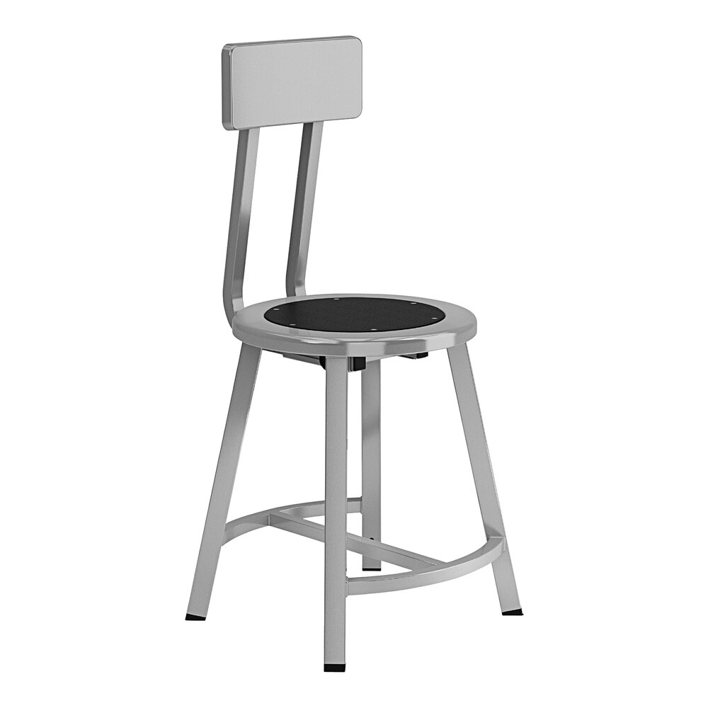 National Public Seating Titan 18" Gray Steel / Black Poly Lab Stool ...