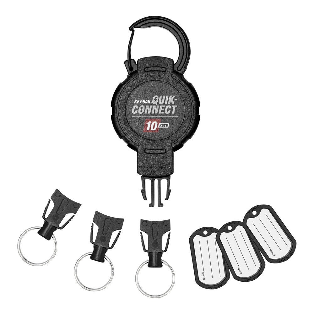 KEY-BAK Quik-Connect Keychain with Carabiner, (3) Quick Change Fittings ...