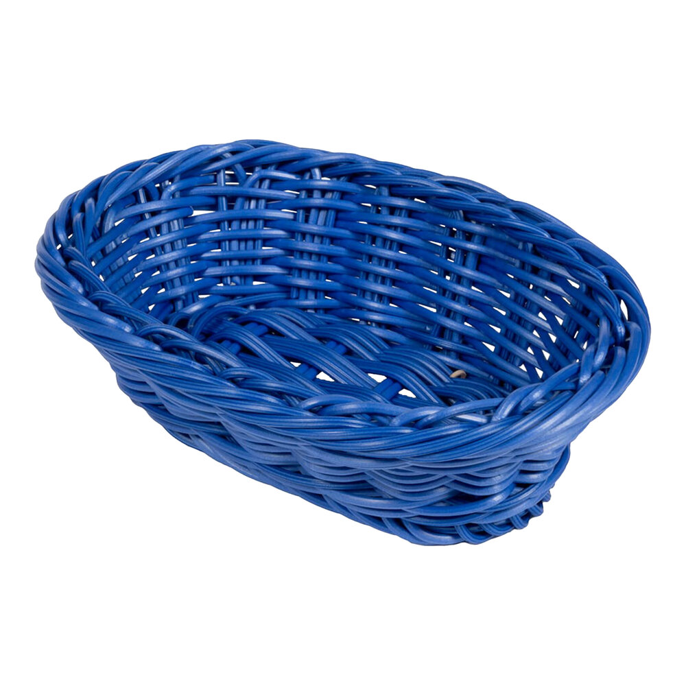 GET WB-1503-BL Designer Polyweave 9" x 6 3/4" x 2 1/2" Blue Oval ...