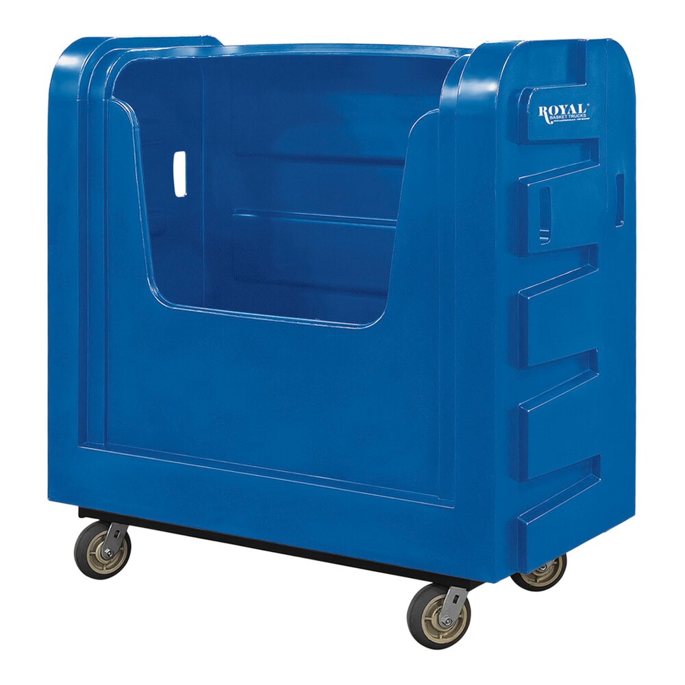 Royal Basket Trucks 36 Cu. Ft. Blue Bulk Poly Truck with Steel Base and ...