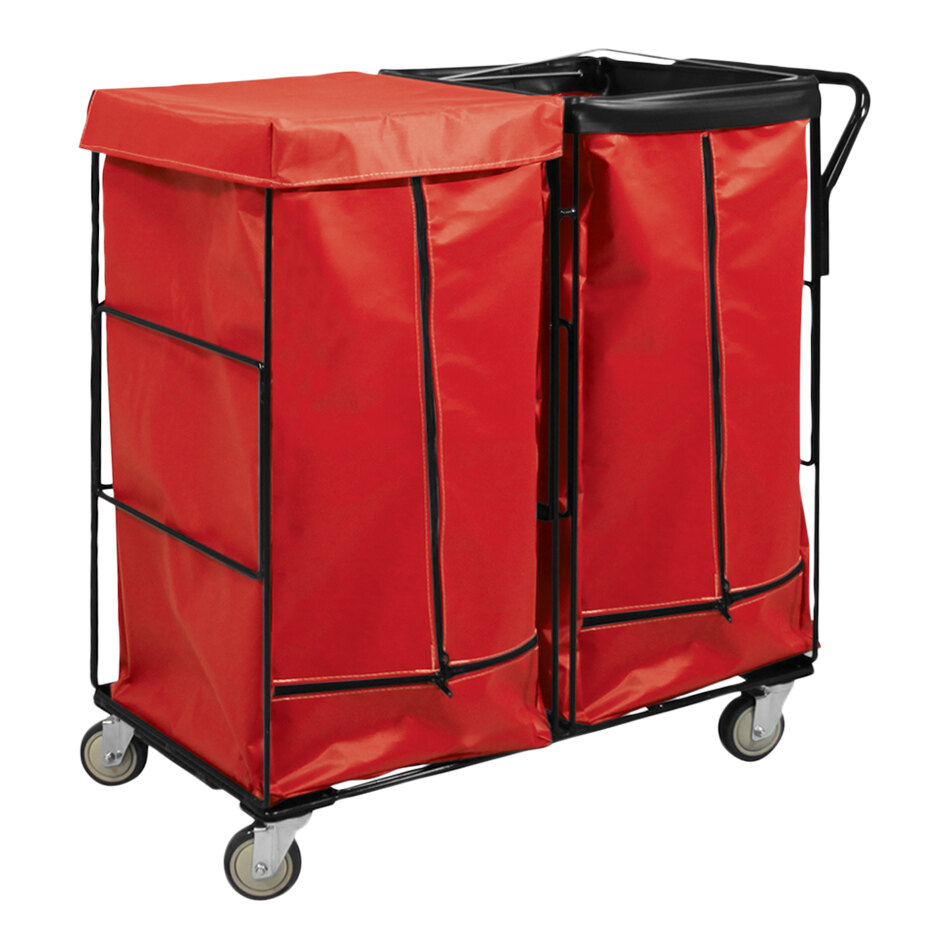 Royal Basket Trucks 14 Cu. Ft. Red Double Compartment Collection Cart ...