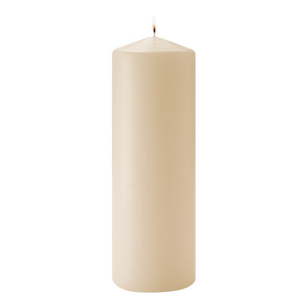 Hollowick 9" Ivory Wax Pillar Candle - 12/Case