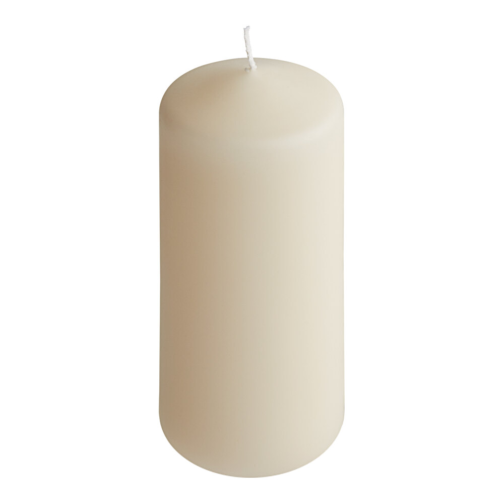 Hollowick 6" Ivory Wax Pillar Candle - 12/Case