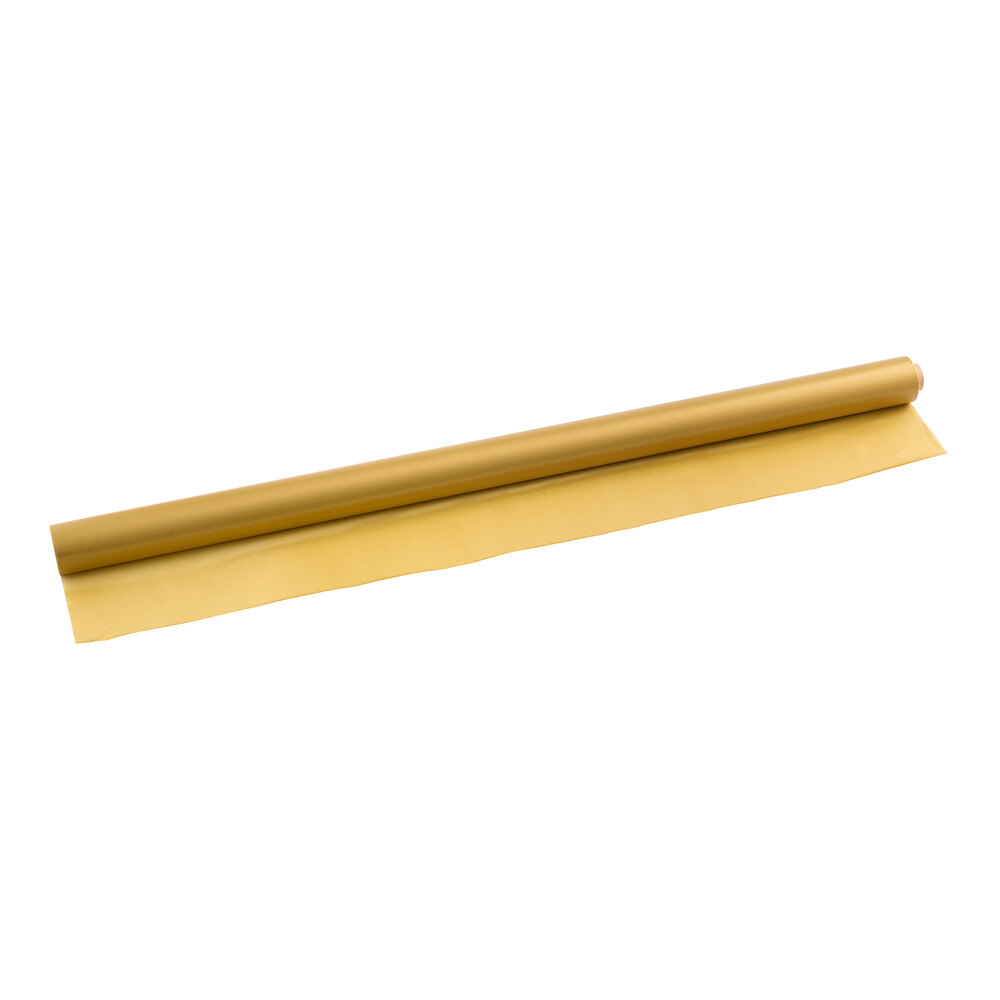 Choice 40" x 100' Metallic Gold Plastic Table Cover Roll - 4/Case