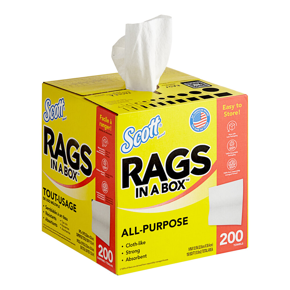 Scott® Rags In a Box 9" x 12" White Wiper 75260 - 1,600/Case