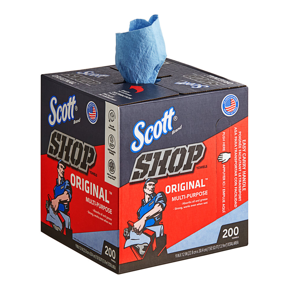 Scott® Shop Towel 9" x 12" Blue Wiper 75190 - 1,600/Case