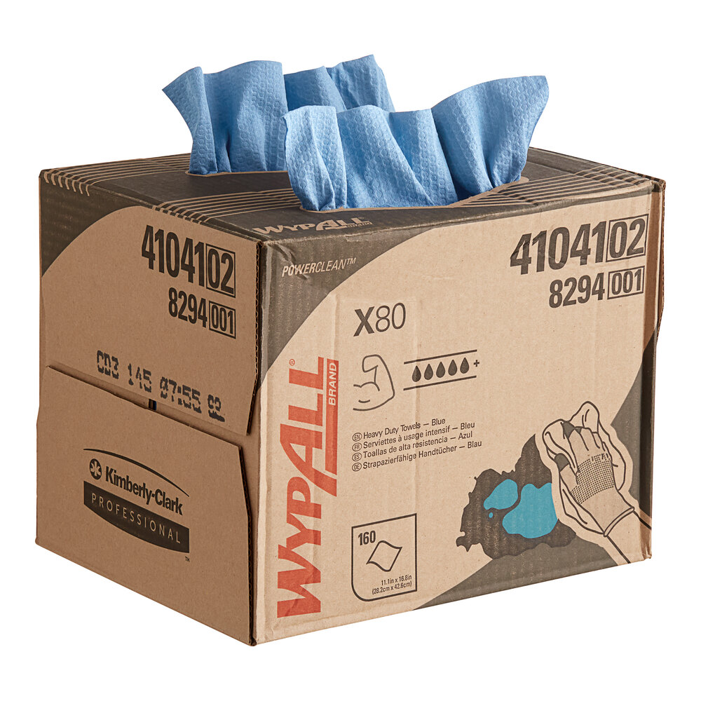 WypAll® 41041 X80 11 1/8" x 16 13/16" Blue Heavy-Duty Wiper - 160/Case