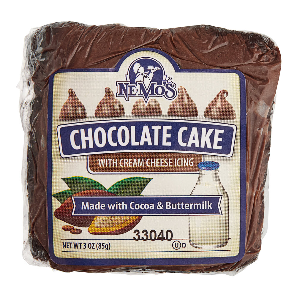 Ne-Mo's Bakery Individually Wrapped Chocolate Cake Square 3 oz. - 36/Case