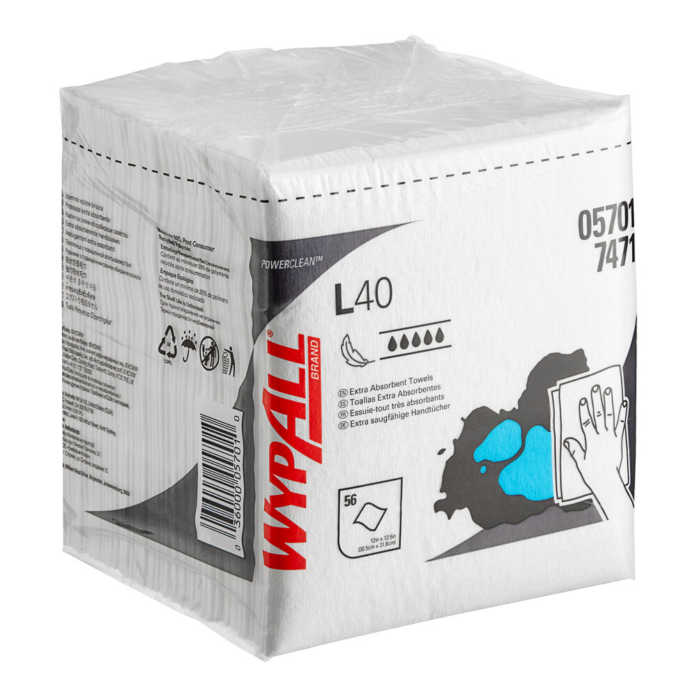 WypAll® L40 12" x 12 1/2" White Wiper 05701 - 1,008/Case