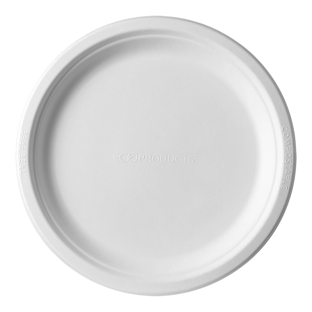 Eco-Products Vanguard 9" Compostable Sugarcane Round Plate - 500/Case