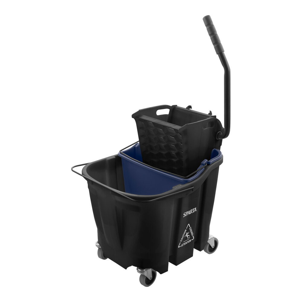 Carlisle OmniFit™ 9690403 35 Qt. Black Mop Bucket with Side Press ...