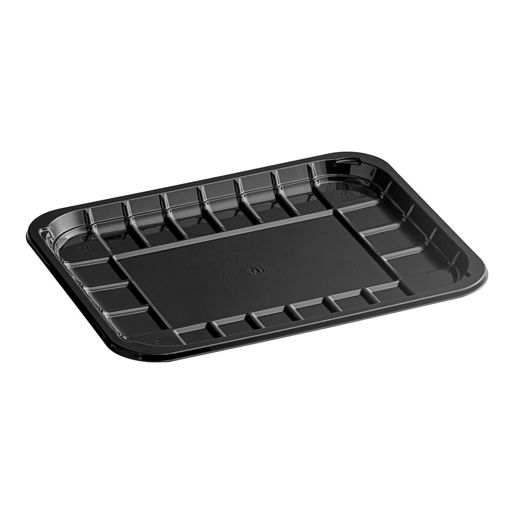 CKF 86613 (#8S) 10 1/8" x 8" x 11/16" Black PET Plastic Meat Tray - 300 ...