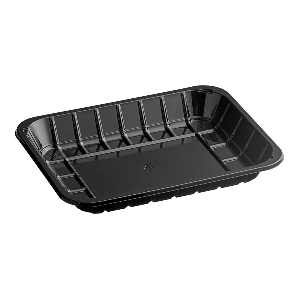 CKF 86570 (#8DP) 5 15/16" x 8 3/8" x 1 1/8" Black PET Plastic Meat Tray - 300/Case