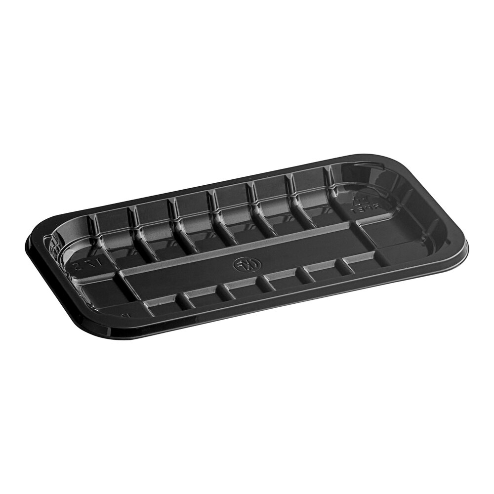 CKF 86535 (#17S) 8 5/16" x 4 1/2" x 3/8" Black PET Plastic Meat Tray ...