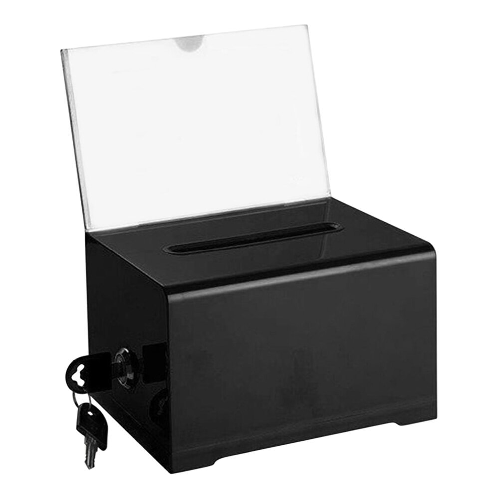 ADIRoffice 6 1/4" x 4 1/2" x 4" Black Acrylic Suggestion / Drop Box ...