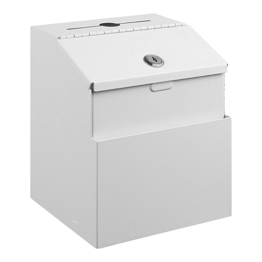 ADIRoffice 7" x 6" x 8 1/2" White Steel Wall Mounted Suggestion Box ...