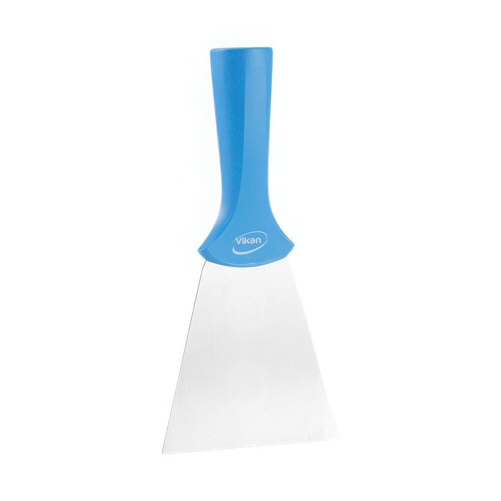 Vikan 4" Stainless Steel Handle-Mounted Scraper with Blue Handle 40113