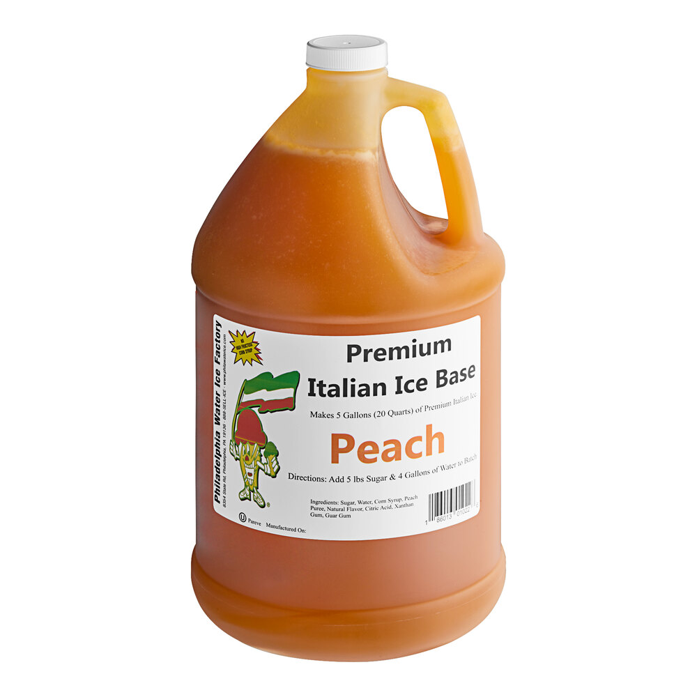 Philadelphia Water Ice Peach Italian Ice Base 1 Gallon - 4/Case