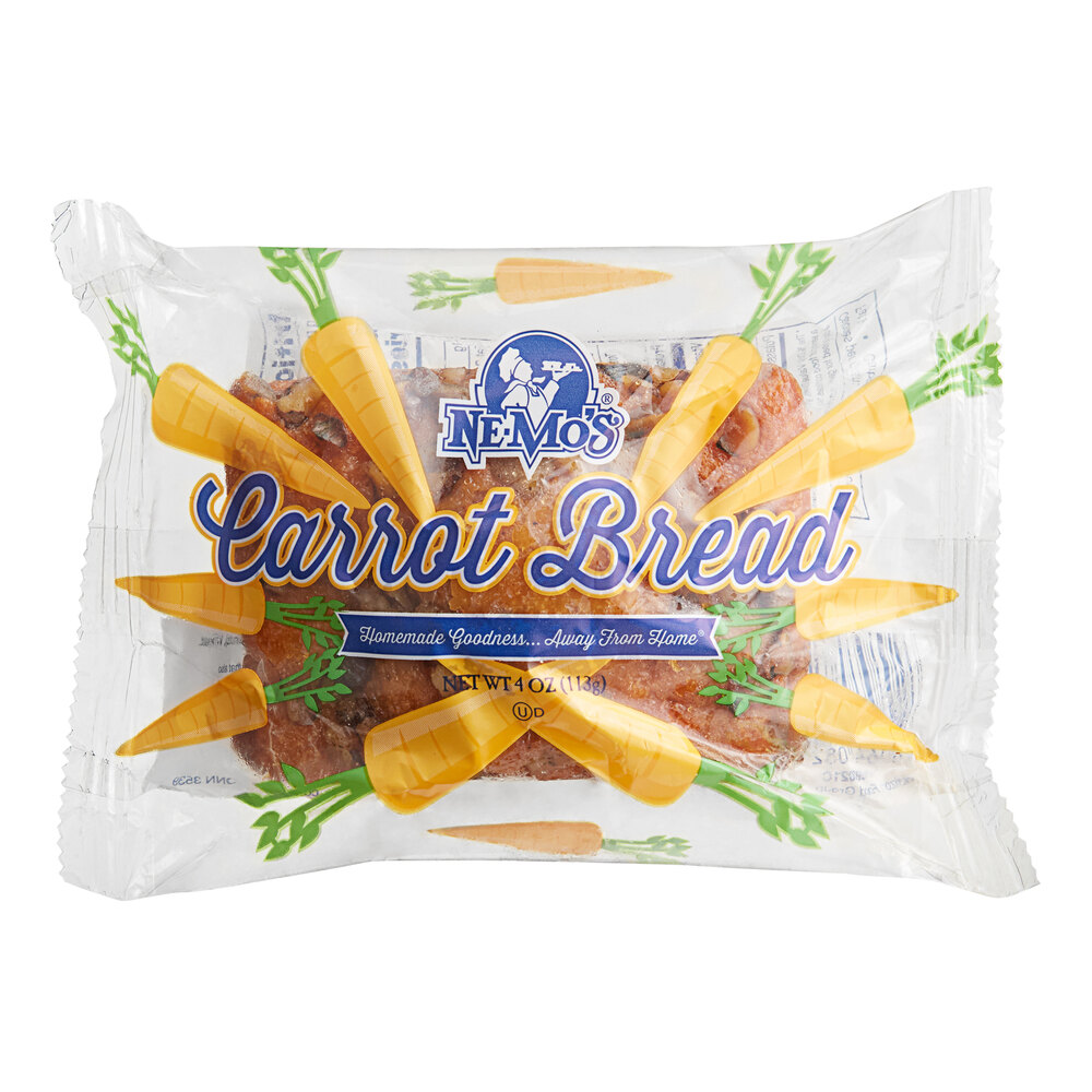 Ne-Mo's Bakery Frozen Individually Wrapped Carrot Cake Bread 4 oz. - 12 ...
