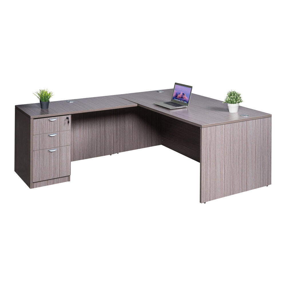 Boss Holland Series 66" Driftwood Laminate Desk Module with Return and ...