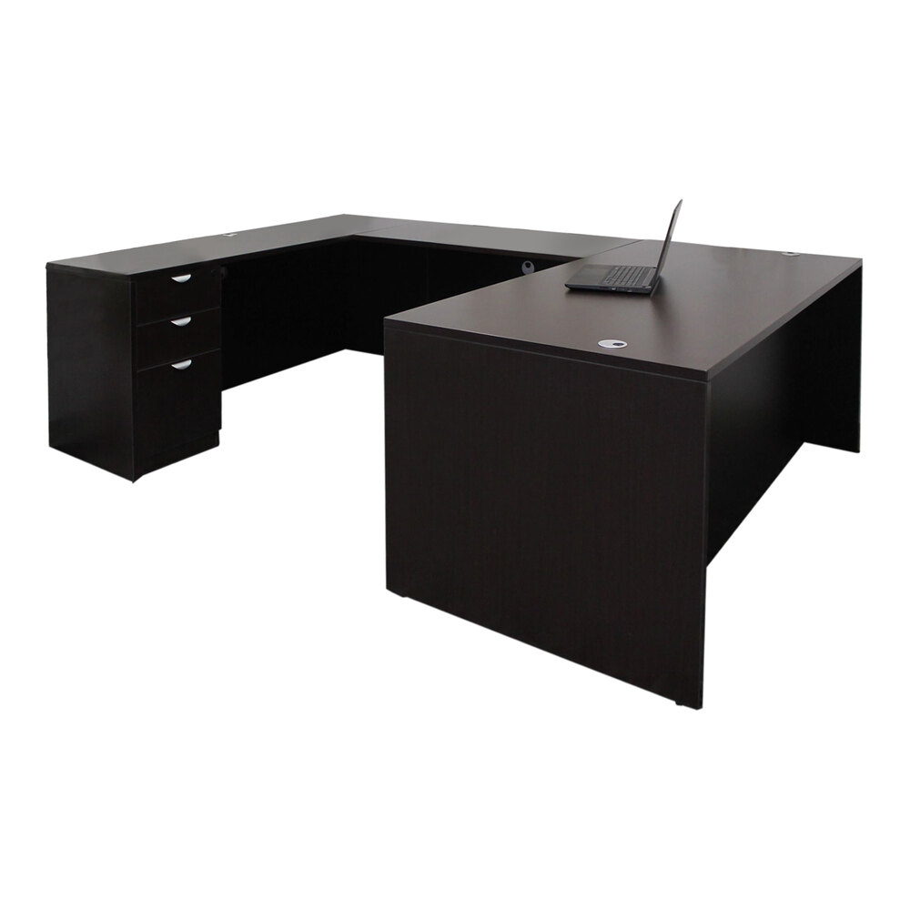 Boss Holland Series 66" Mocha Laminate Desk Module with Bridge, Dual ...