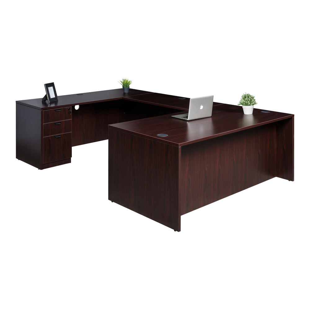 Boss Holland Series 71" Mahogany Laminate Desk Module with Bridge ...